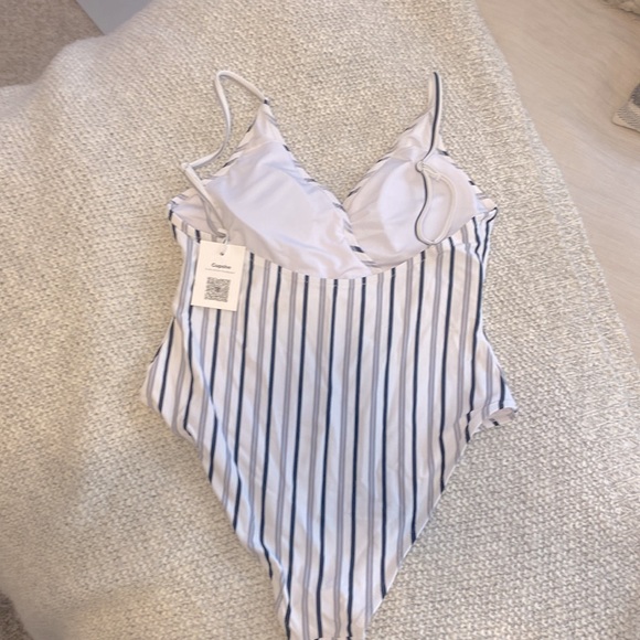 Cupshe | Swim | Womens Black White And Grey Striped One Pice Swimsuit ...